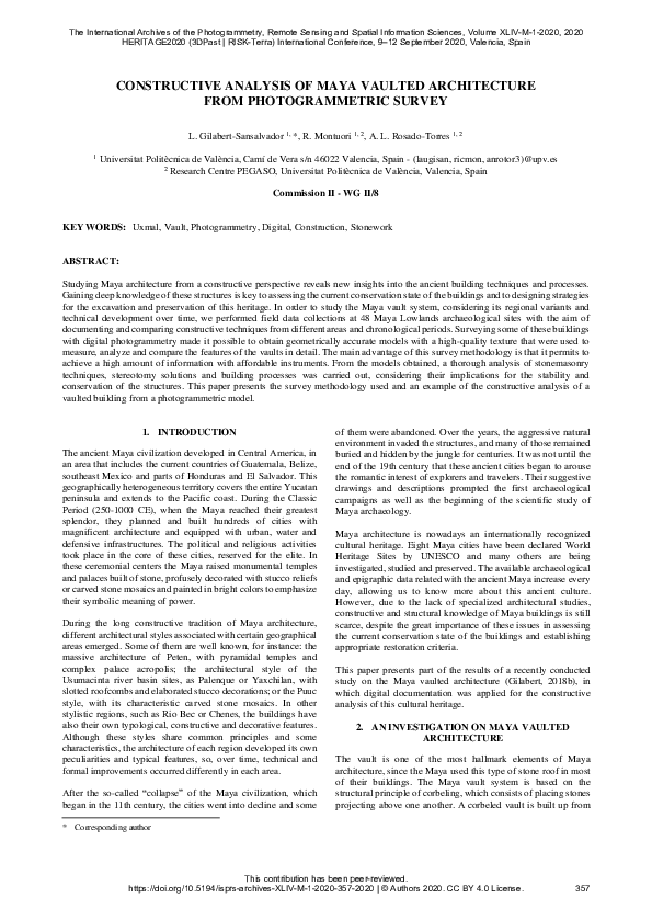 (PDF) CONSTRUCTIVE ANALYSIS OF MAYA VAULTED ARCHITECTURE FROM ...