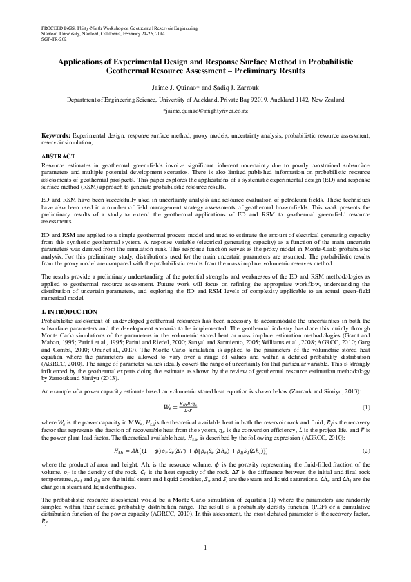 (PDF) Applications of Experimental Design and Response Surface Method in Probabilistic ...