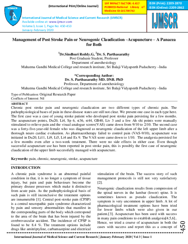 (PDF) Management of Post Stroke Pain or Neurogenic Claudication ...