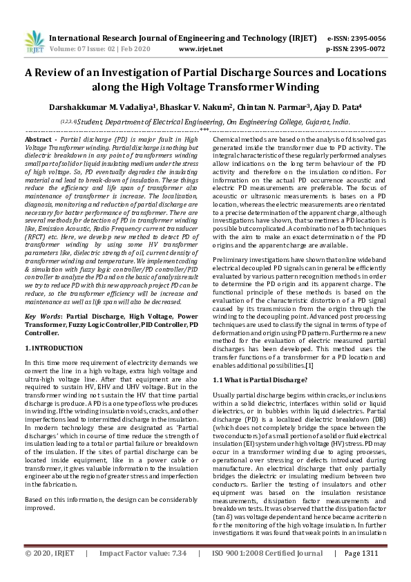 (PDF) IRJET- A Review of an Investigation of Partial Discharge Sources and Locations along the ...