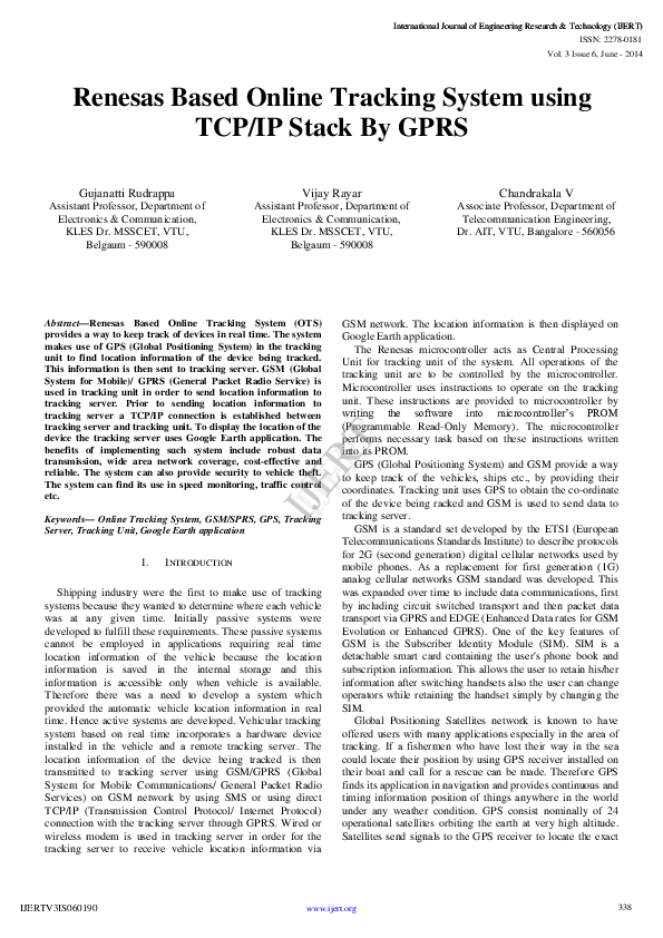 Pdf Ijert Renesas Based Online Tracking System Using Tcp Ip Stack By Gprs Ijert Journal