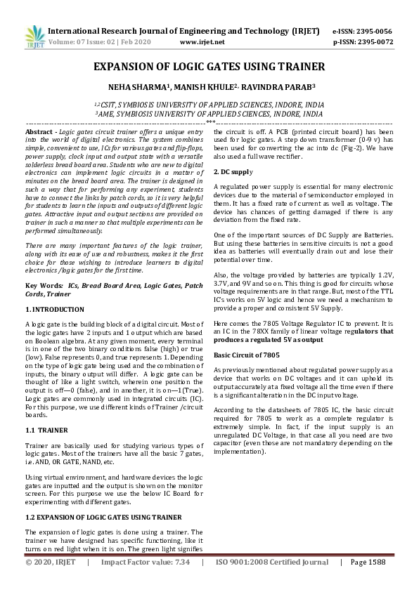(PDF) IRJET- EXPANSION OF LOGIC GATES USING TRAINER