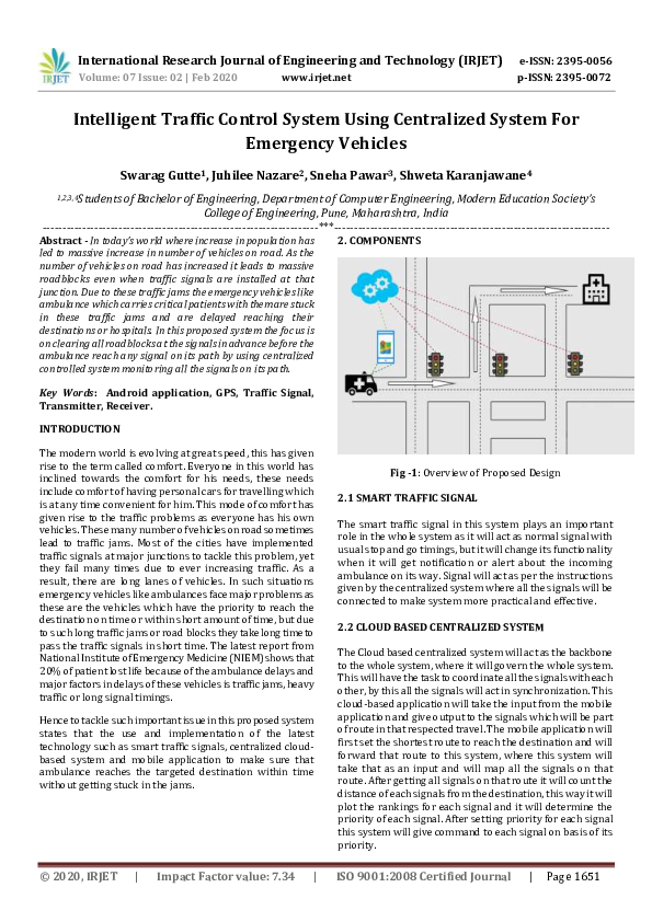(PDF) IRJET- Intelligent Traffic Control System Using Centralized ...