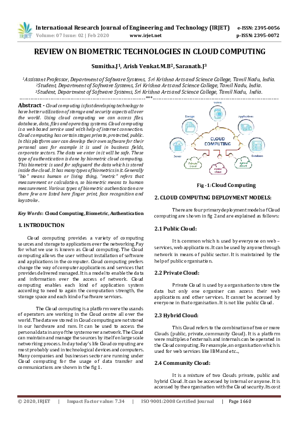 (PDF) IRJET- REVIEW ON BIOMETRIC TECHNOLOGIES IN CLOUD COMPUTING