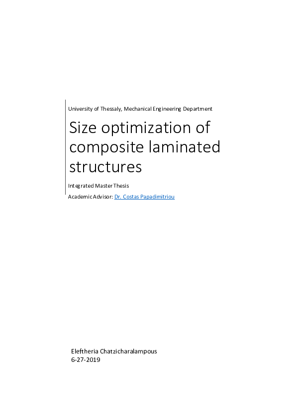 Pdf Master Thesis Size Optimization Of Composite Laminated Structures