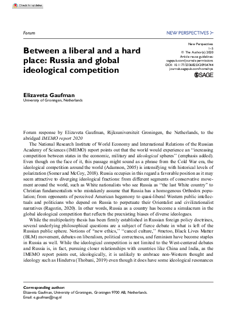 (PDF) Between a liberal and a hard place: Russia and global ideological ...