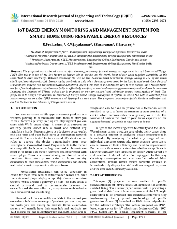 (PDF) IRJET- IoT BASED ENERGY MONITORING AND MANAGEMENT SYSTEM FOR ...
