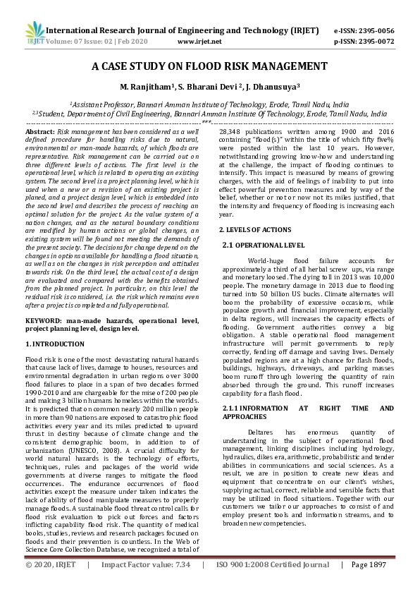 (PDF) IRJET- A CASE STUDY ON FLOOD RISK MANAGEMENT