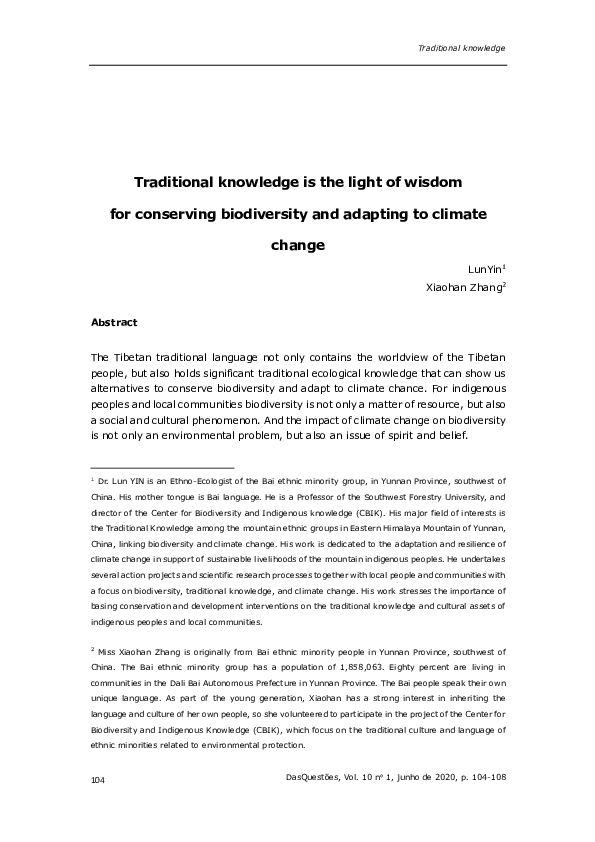 (PDF) Traditional knowledge is the light of wisdom