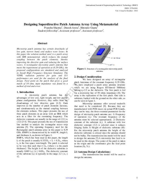 (PDF) IJERT-Designing Superdirective Patch Antenna Array Using Metamaterial