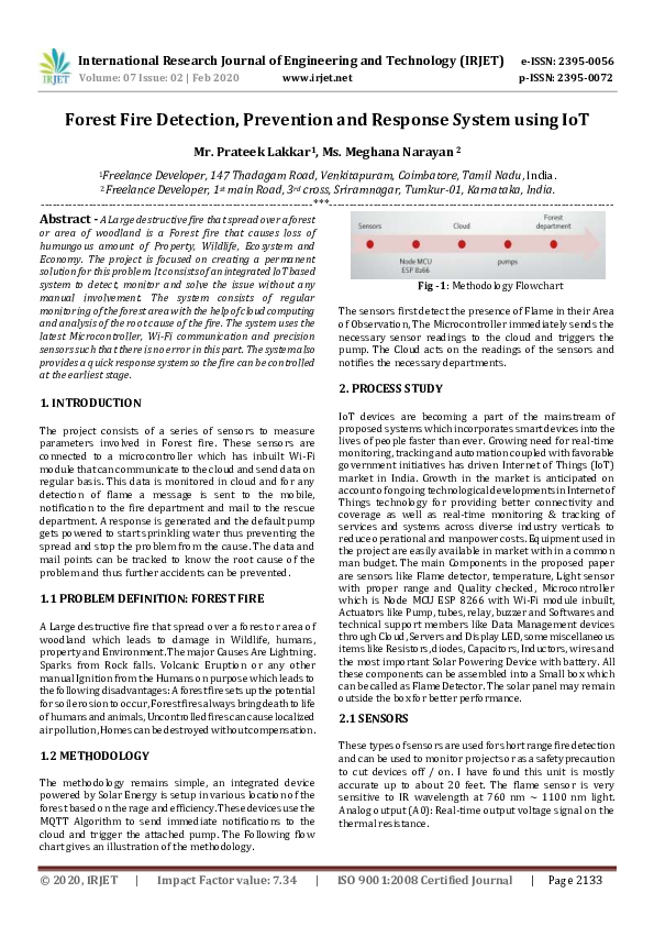 Irjet Forest Fire Detection Prevention And Response System Using Iot