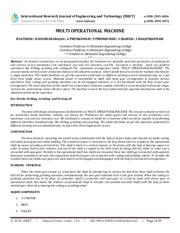 (PDF) IRJET- MULTI OPERATIONAL MACHINE
