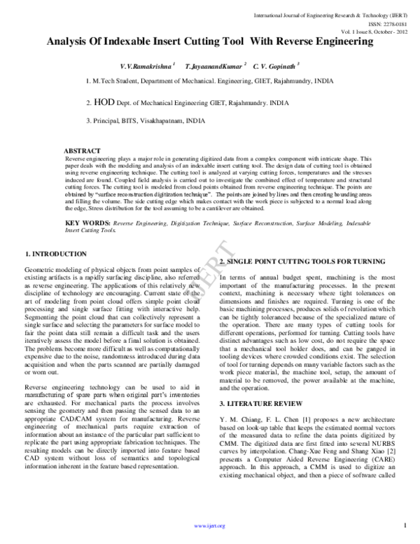 (PDF) IJERT-Analysis Of Indexable Insert Cutting Tool With Reverse Engineering