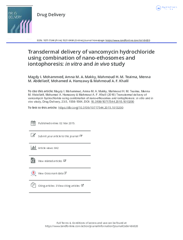 (PDF) Transdermal delivery of vancomycin hydrochloride using ...