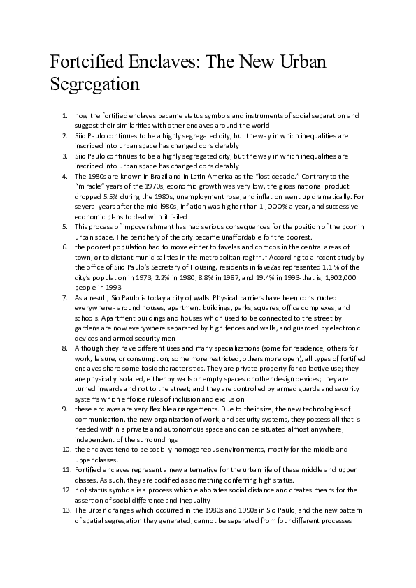 (DOC) Fortcified Enclaves: The New Urban Segregation