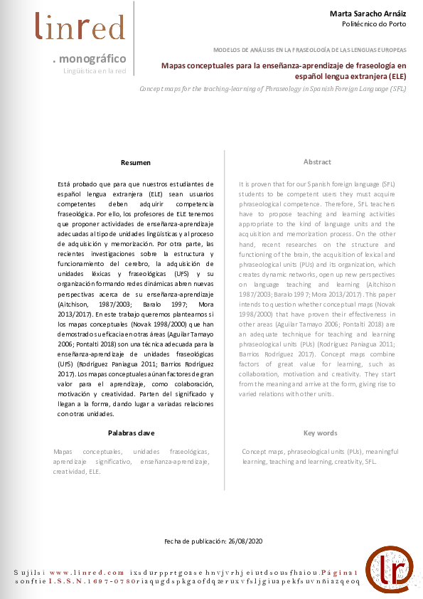(PDF) Mapas conceptuales para la enseñanza-aprendizaje de fraseología en español lengua ...