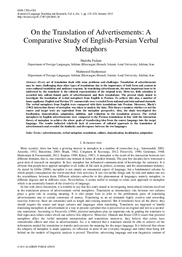 (PDF) On the Translation of Advertisements: A Comparative Study of ...