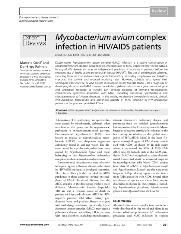 (PDF) Mycobacterium avium complex infection in HIV/AIDS patients
