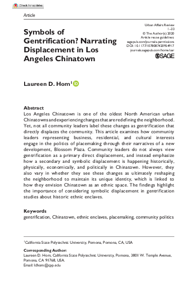 (PDF) Symbols of Gentrification? Narrating Displacement in Los Angeles ...