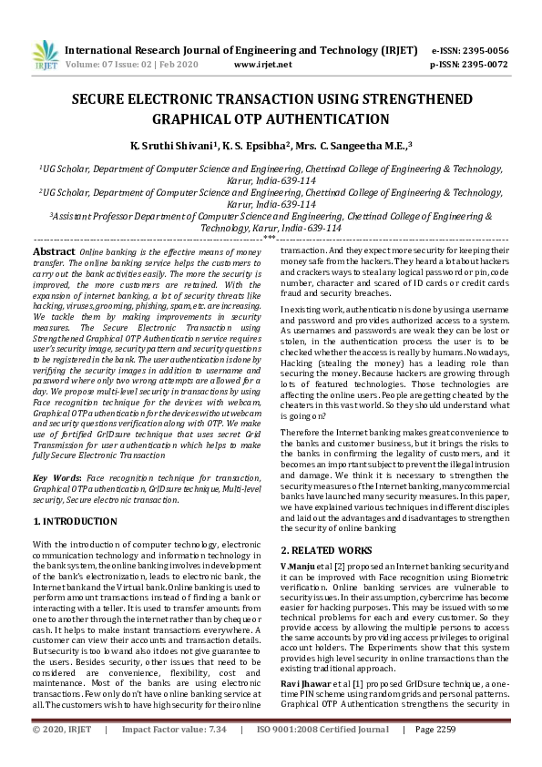 (PDF) IRJET- SECURE ELECTRONIC TRANSACTION USING STRENGTHENED GRAPHICAL ...