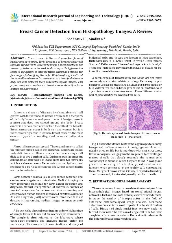 (PDF) IRJET- Breast Cancer Detection from Histopathology Images: A Review