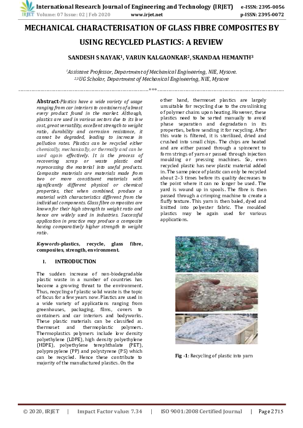 (PDF) IRJET- MECHANICAL CHARACTERISATION OF GLASS FIBRE COMPOSITES BY ... (PDF) IRJET- MECHANICAL CHARACTERISATION OF GLASS FIBRE COMPOSITES BY ...