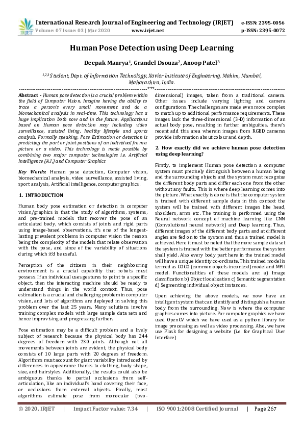 (PDF) IRJET- Human Pose Detection using Deep Learning