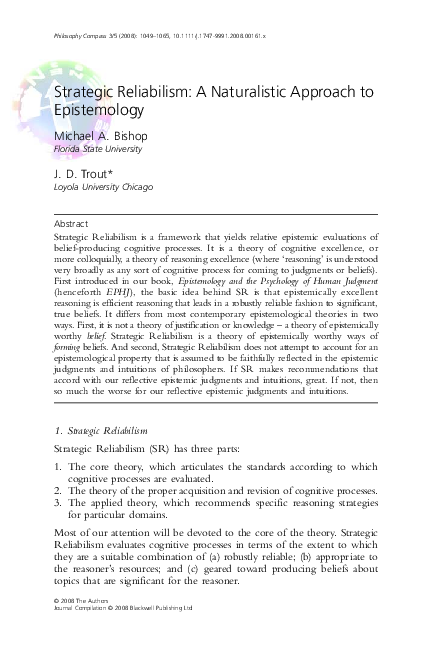 (PDF) Strategic Reliabilism: A Naturalistic Approach to Epistemology