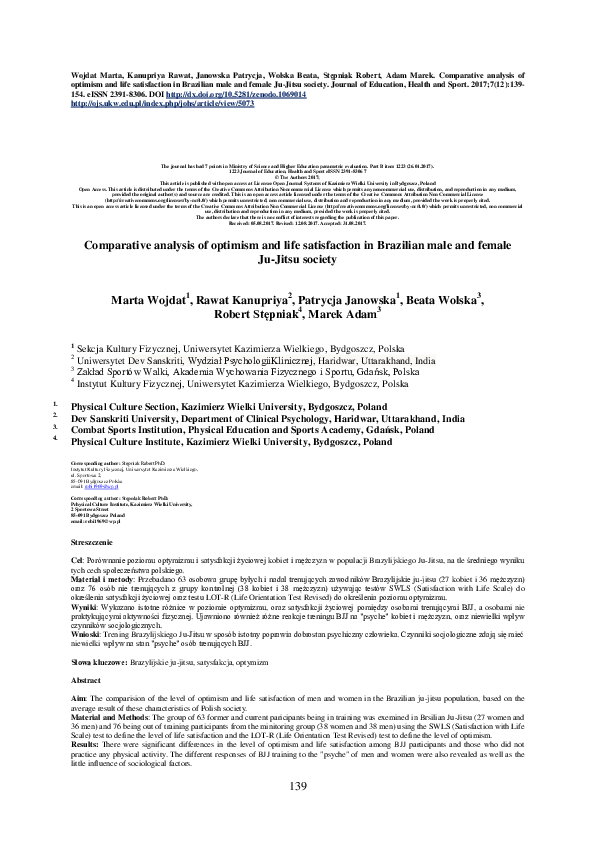 (PDF) Comparative analysis of optimism and life satisfaction in ...
