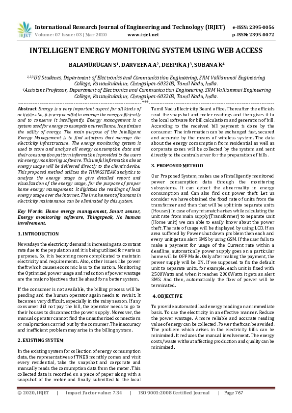 (PDF) IRJET- INTELLIGENT ENERGY MONITORING SYSTEM USING WEB ACCESS