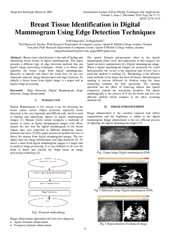 Pdf Breast Tissue Identification In Digital Mammogram Using Edge Detection Techniques