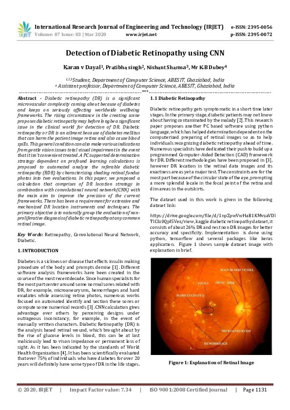 (PDF) IRJET- Detection of Diabetic Retinopathy using CNN