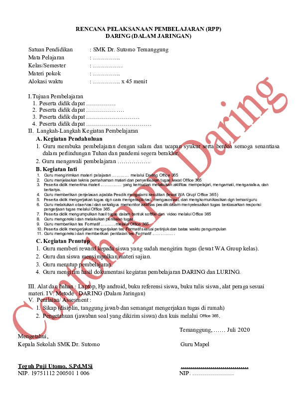 (DOC) Contoh rpp daring