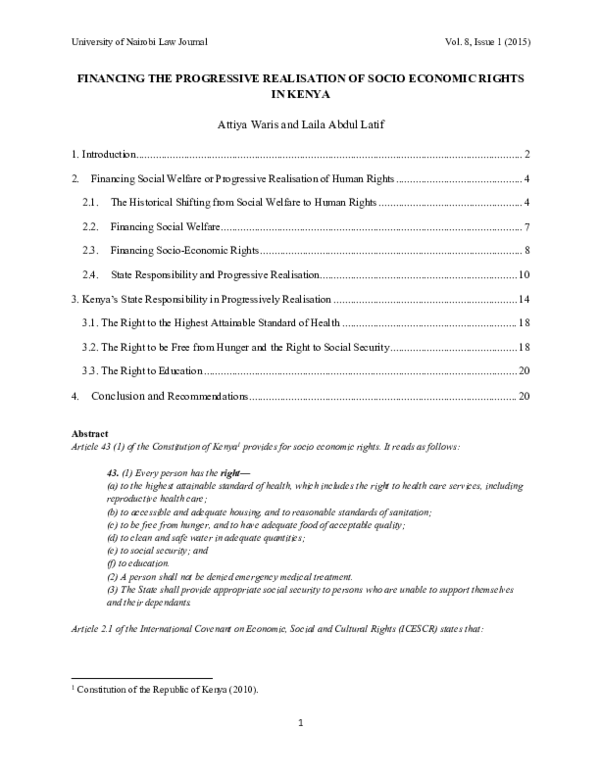 (PDF) Financing the Progressive Realisation of Socio Economic Rights in ...