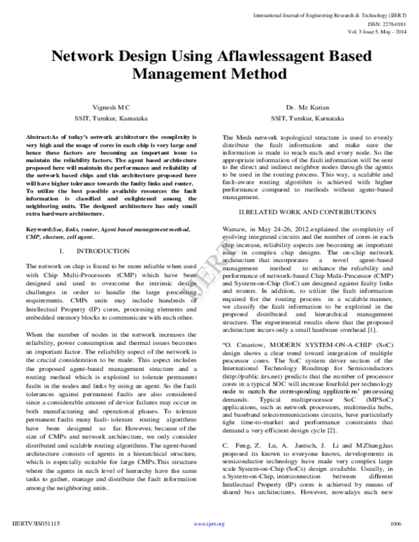 (PDF) IJERT-Network Design Using Aflawlessagent Based Management Method