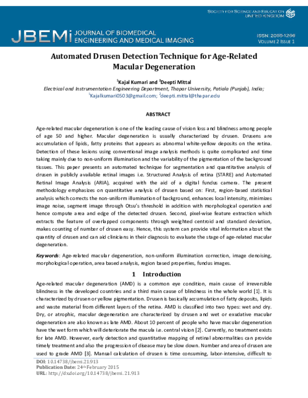 (PDF) Automated Drusen Detection Technique for Age-Related Macular Degeneration
