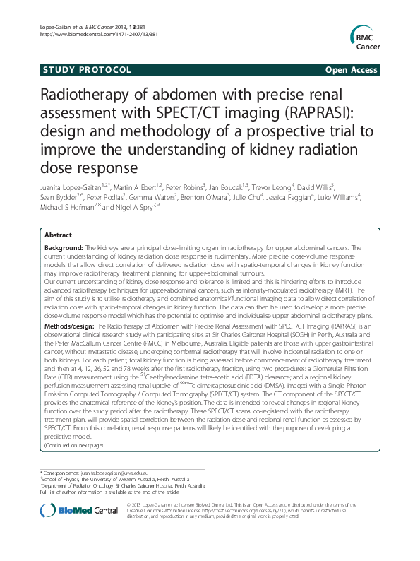 (PDF) Radiotherapy of abdomen with precise renal assessment with SPECT ...