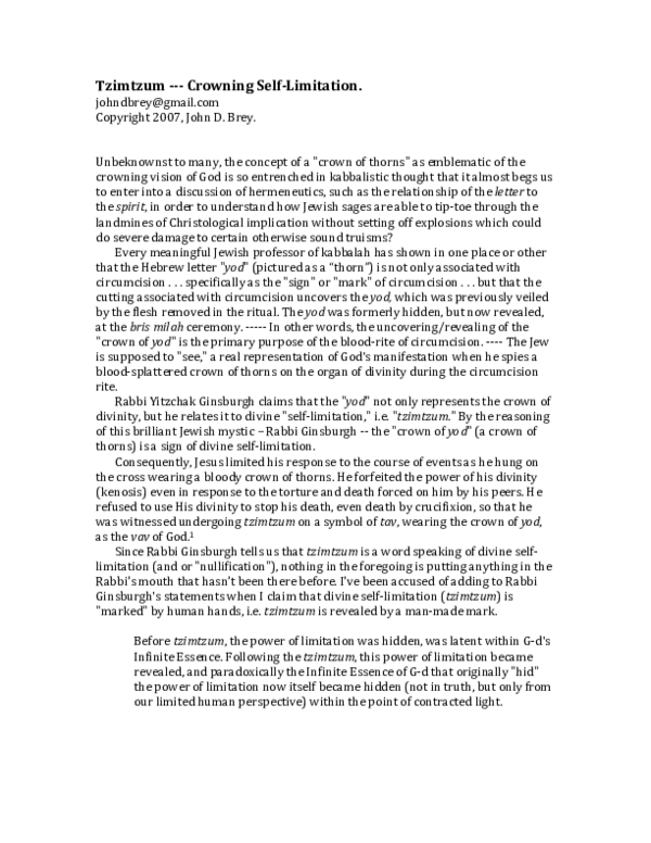 (PDF) Tzimtzum-Crowning Self-Limitation.