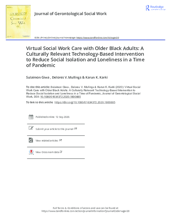 (PDF) Virtual Social Work Care with Older Black Adults: A Culturally Relevant Technology-Based ...