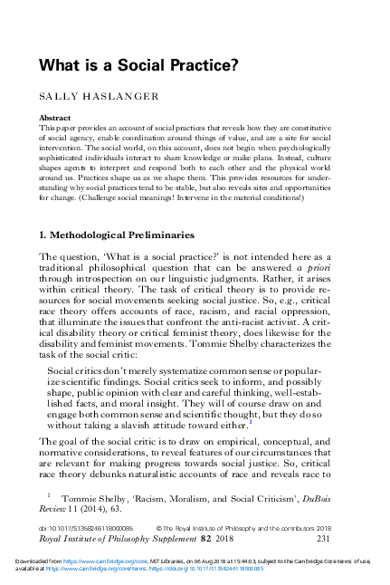 (PDF) What is a Social Practice