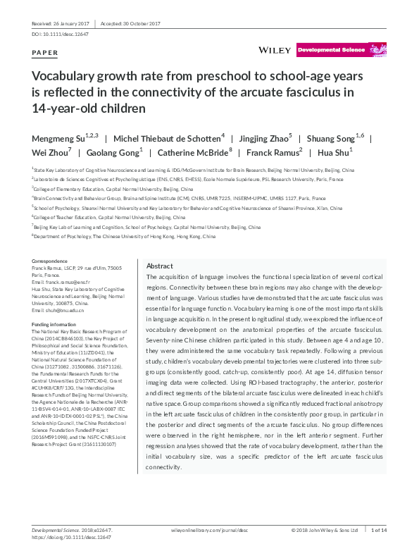 (PDF) Vocabulary growth rate from preschool to school-age years is ...