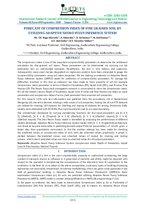 (PDF) FORECAST OF COMPRESSION INDEX OF FINE GRAINED SOIL BY UTILIZING ADAPTIVE NEURO FUZZY ...