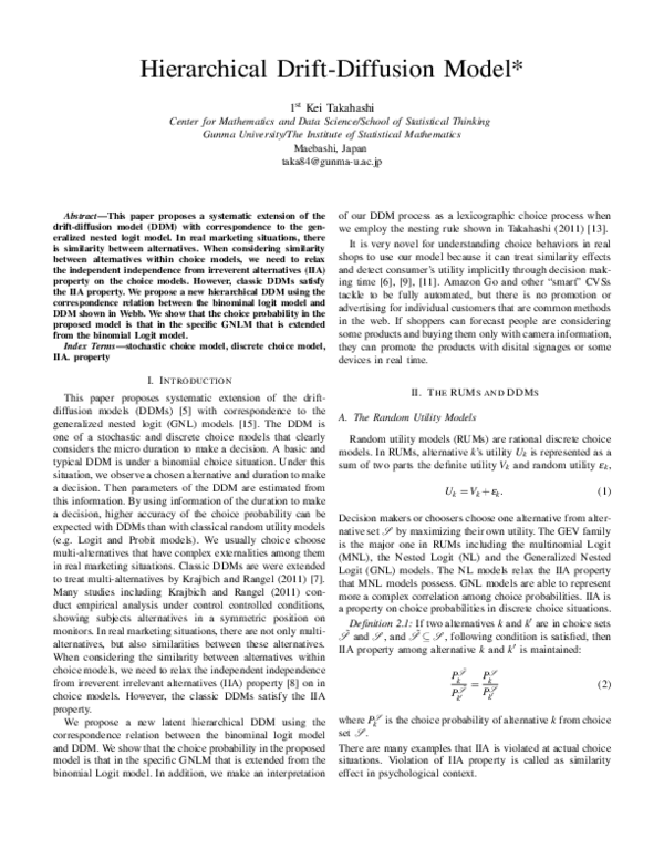 Hierarchical Drift Diffusion Model