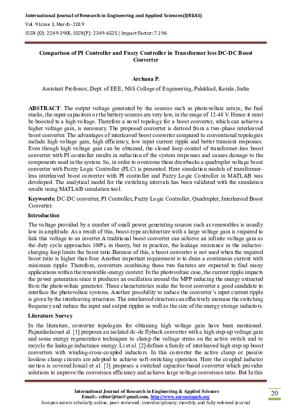 Pdf Comparison Of Pi Controller And Fuzzy Controller In Transformer