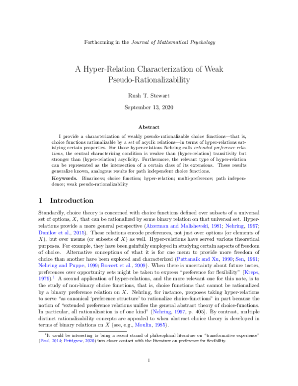 (PDF) A Hyper-Relation Characterization of Weak Pseudo-Rationalizability
