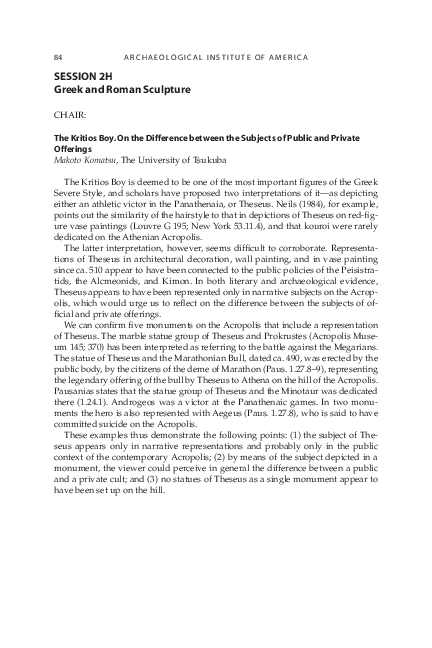 (PDF) The Kritios Boy. On the Difference between the Subject of Public ...