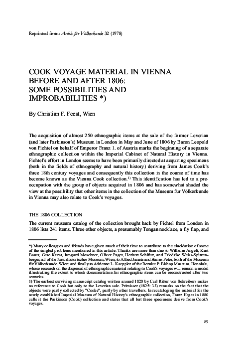 (PDF) Cook Voyage Material in Vienna Before and After 1806: Some ...