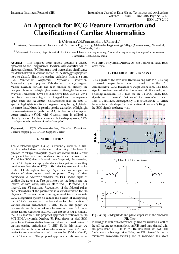 Pdf An Approach For Ecg Feature Extraction And Classification Of Cardiac Abnormalities
