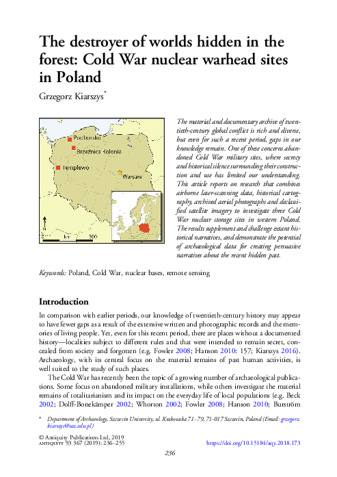 (PDF) The destroyer of worlds hidden in the forest: Cold War nuclear ...