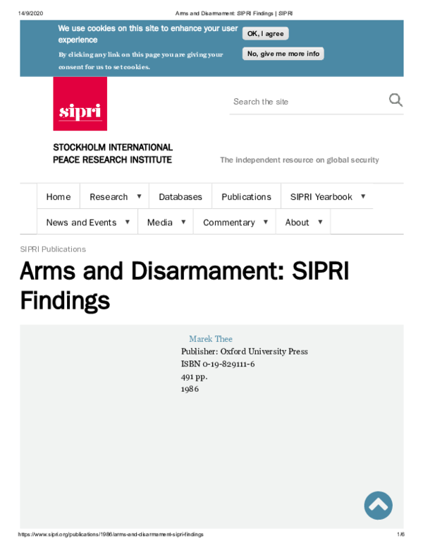 (PDF) "Third-Generation Nuclear Weapons in Arms and Disarmament: SIPRI ...